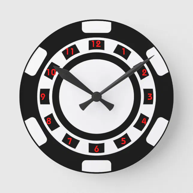 Poker Chip Wall Clock | Zazzle