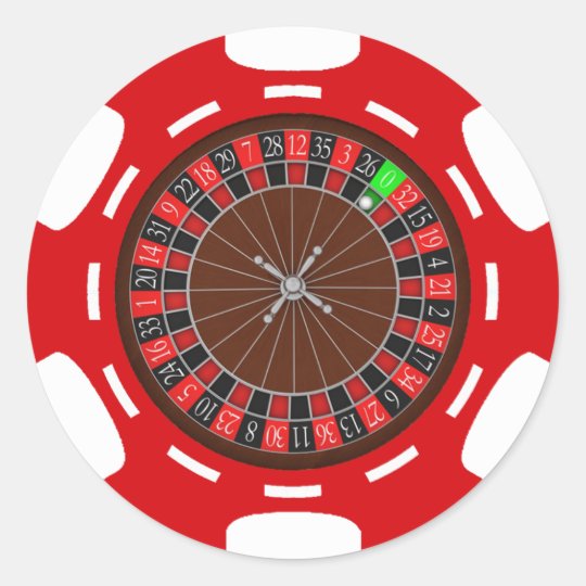 POKER CHIP WITH ROULETTE WHEEL CLASSIC ROUND STICKER | Zazzle.com