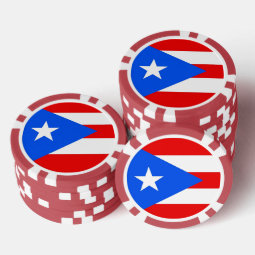 Poker chips with Flag of Puerto Rico | Zazzle