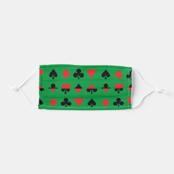 Poker Face Playing Card Suits on Green Adult Cloth Face Mask | Zazzle