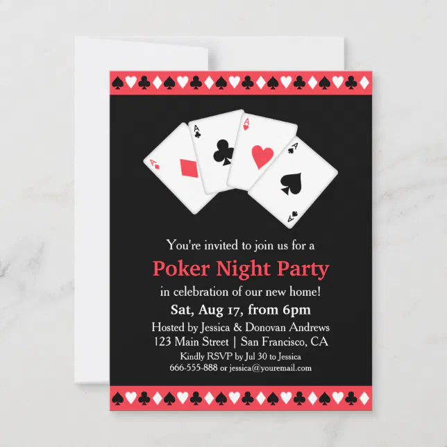 Poker Game Night Housewarming Party Invitation | Zazzle