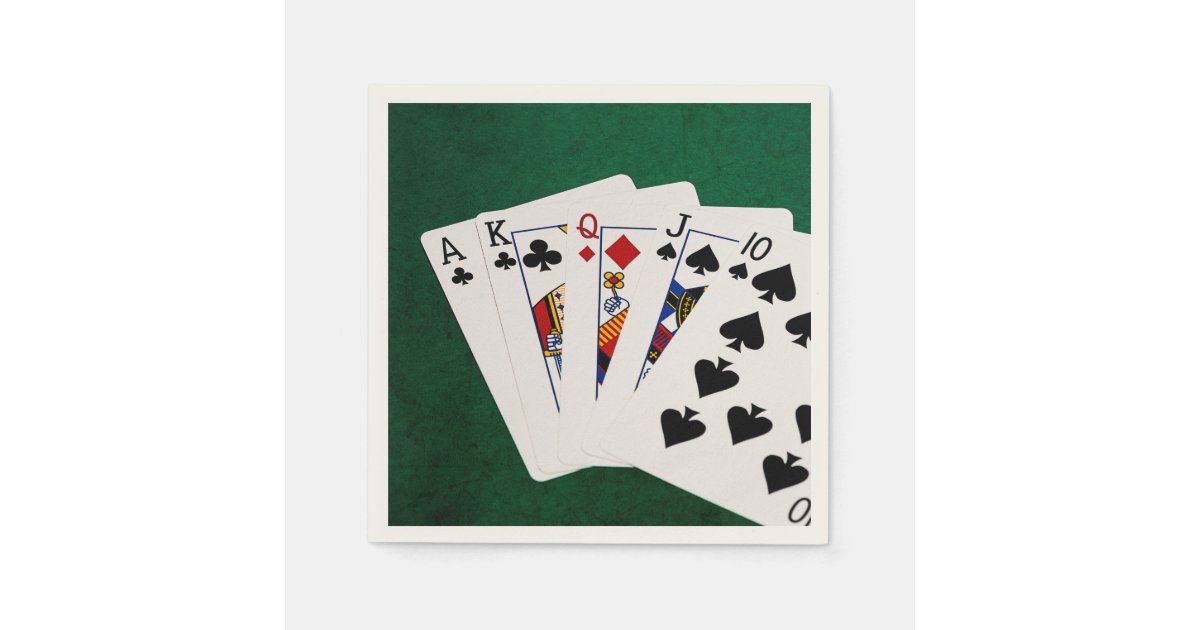 Poker Hands - Straight - Ace To Ten Paper Napkins | Zazzle
