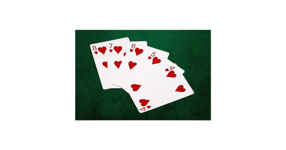 Poker Hands - Straight Flush - Hearts Suit Photo Print | Zazzle