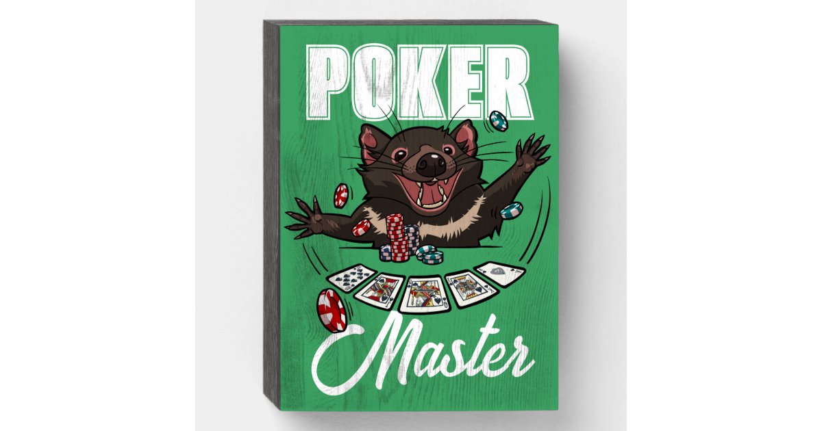 Poker Master Lucky Tasmanian Devil Poker Cartoon Wooden Box Sign | Zazzle
