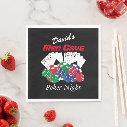 Poker Night at the Man Cave | Personalize Napkins | Zazzle