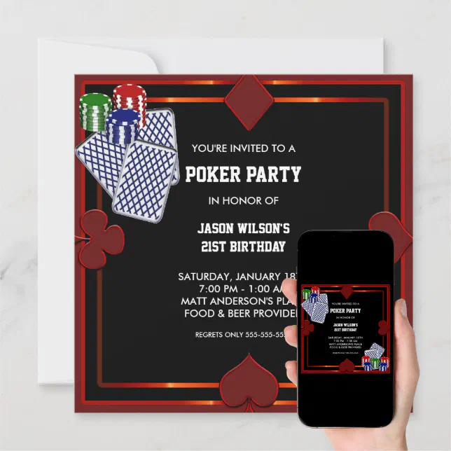 Poker Party Birthday Party Invitation | Zazzle