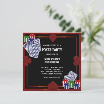 Poker Party Birthday Party Invitation | Zazzle
