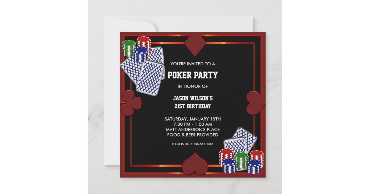 Poker Party Birthday Party Invitation | Zazzle