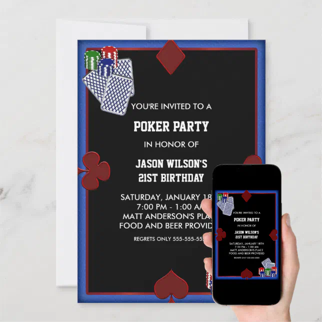 Poker Party Birthday Poker Party Invitations | Zazzle