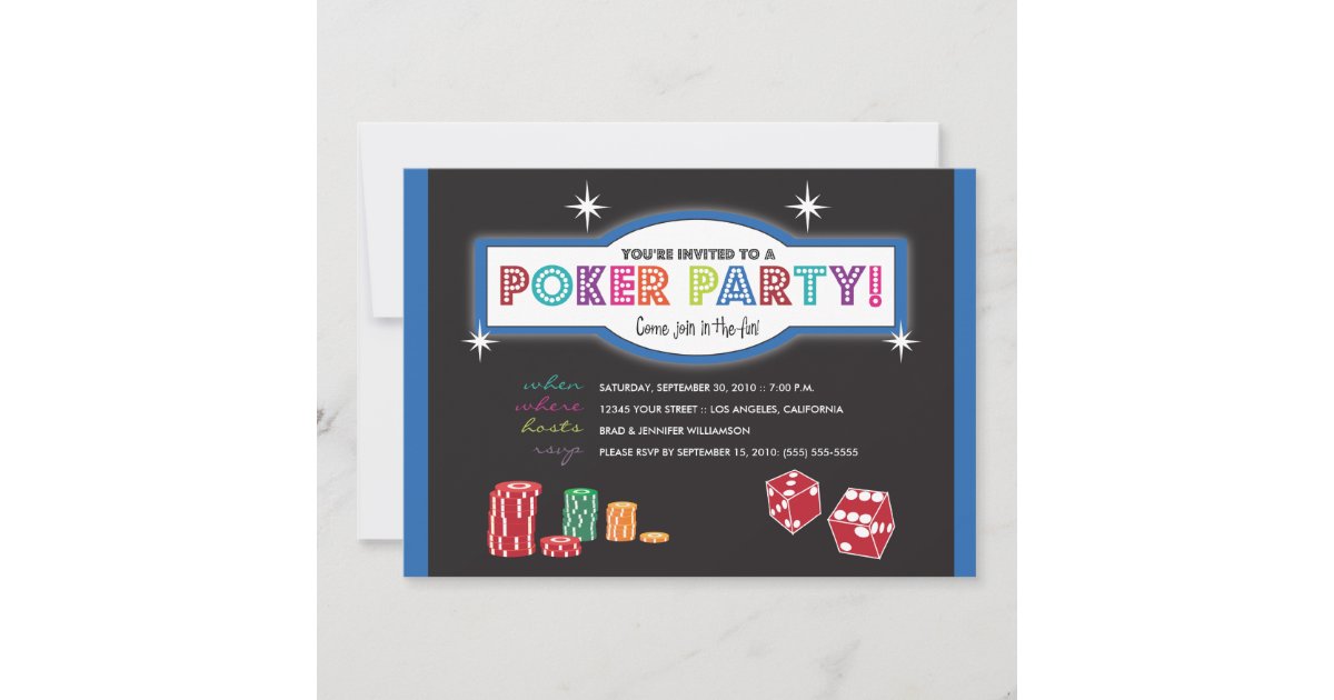 Poker Party Extravaganza Invitation (blue/black) | Zazzle
