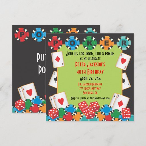 Poker party gambling invitation | Zazzle