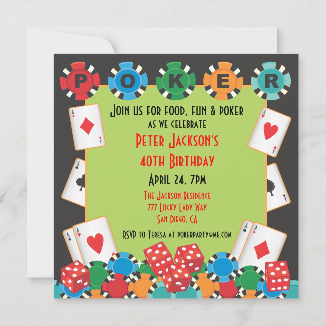 Poker party gambling invitation | Zazzle
