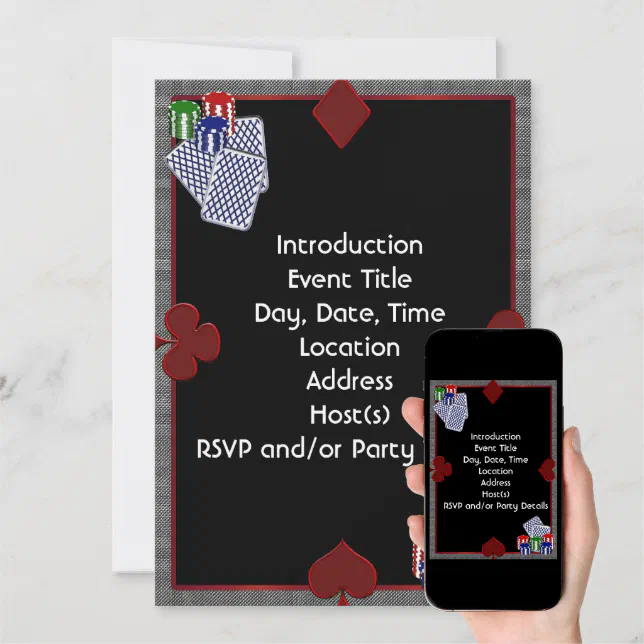 Poker Party Invitation Template | Zazzle