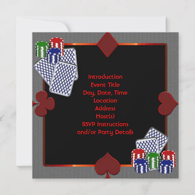 Poker Party Invitation Template | Zazzle