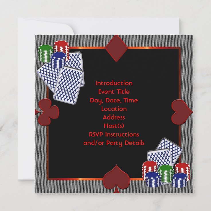 Poker Party Invitation Template | Zazzle