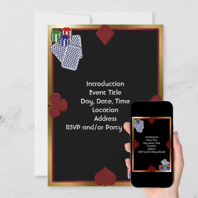 Poker Party Invitation Template | Zazzle