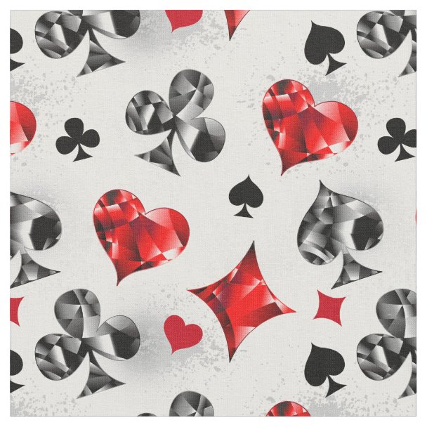 Sprayed Playing Card Suits Fabric | Zazzle