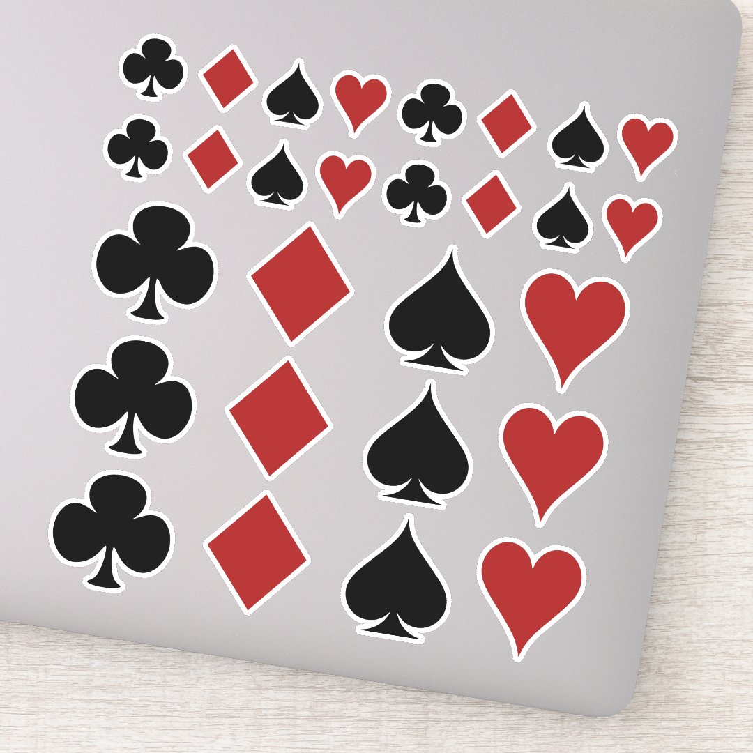 Poker Player Gambler Playing Card Suits Las Vegas Sticker | Zazzle