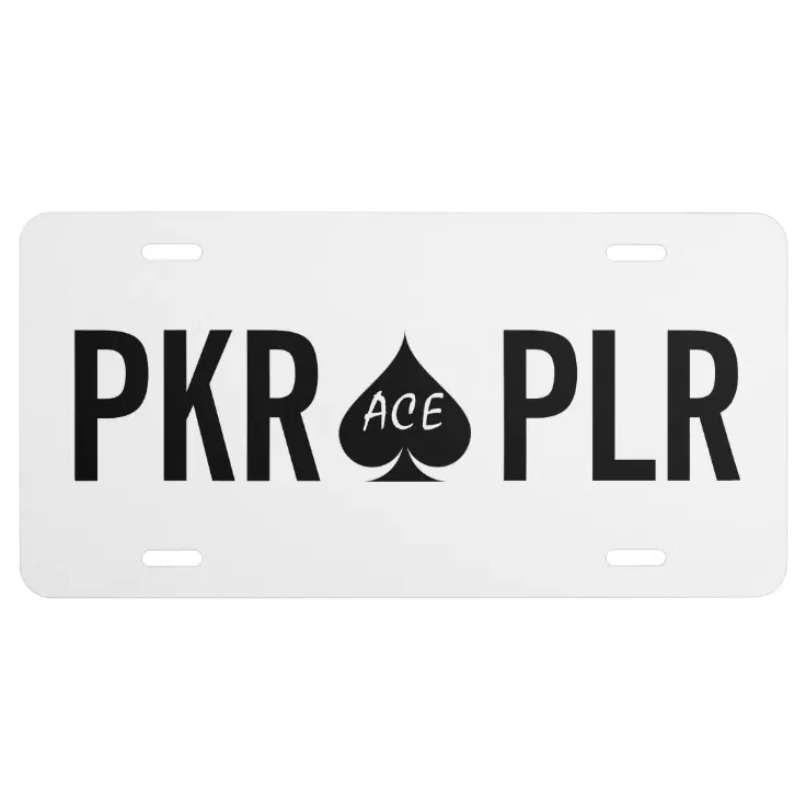 Poker player monogram ace of spades license plate | Zazzle