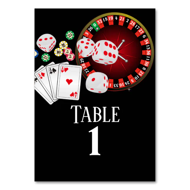 Poker Playing Card, casino party Table Number | Zazzle