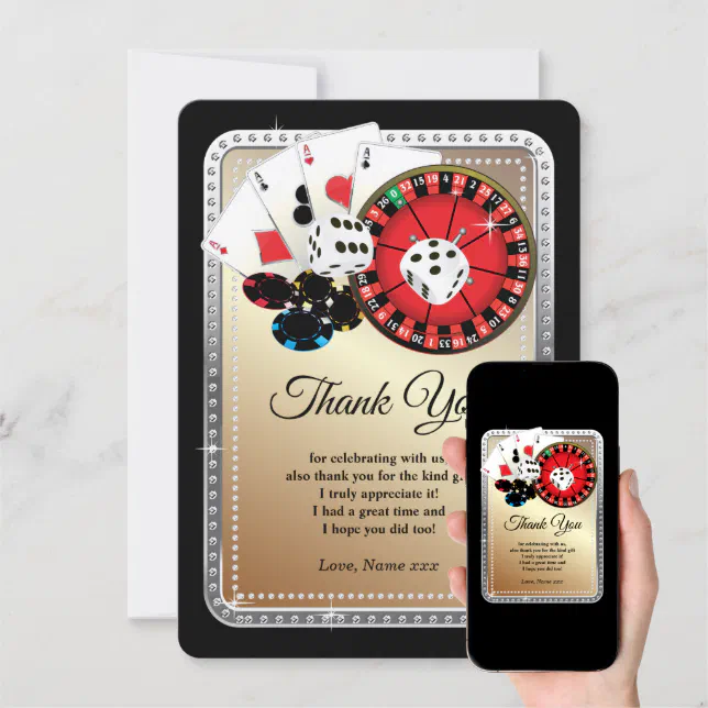 Poker Playing Card, casino Thank you card | Zazzle