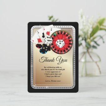 Poker Playing Card, casino Thank you card | Zazzle