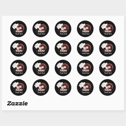 Poker Playing Card, casino, thank you stickers | Zazzle