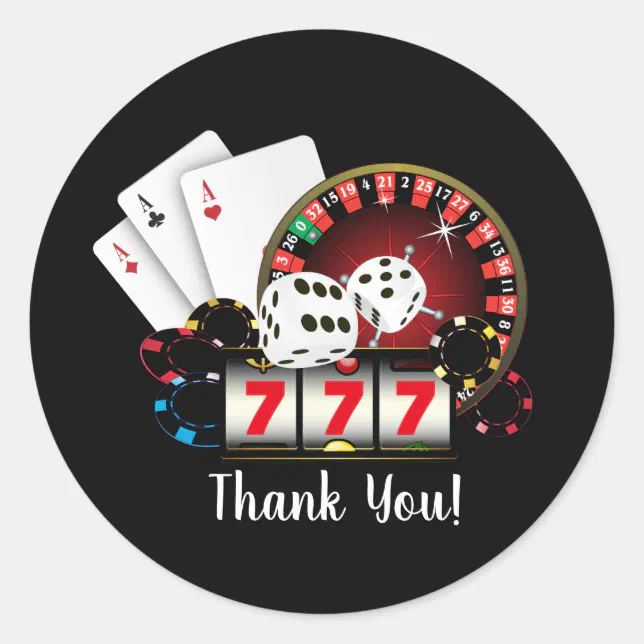 Poker Playing Card, casino, thank you stickers | Zazzle