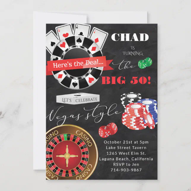 Poker Theme Birthday Party Casino Invitation | Zazzle