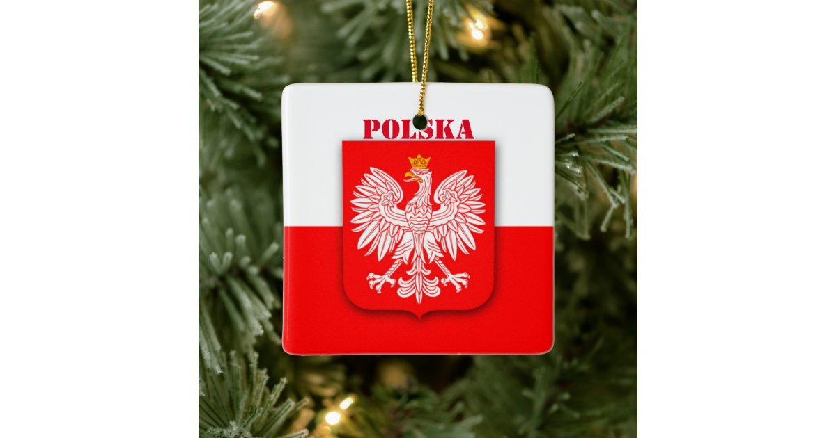 Poland Flag Emblem Heritage Patriotic Polska Ceramic Ornament | Zazzle