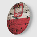 Poland Flag on Old Wood Grain Large Clock | Zazzle