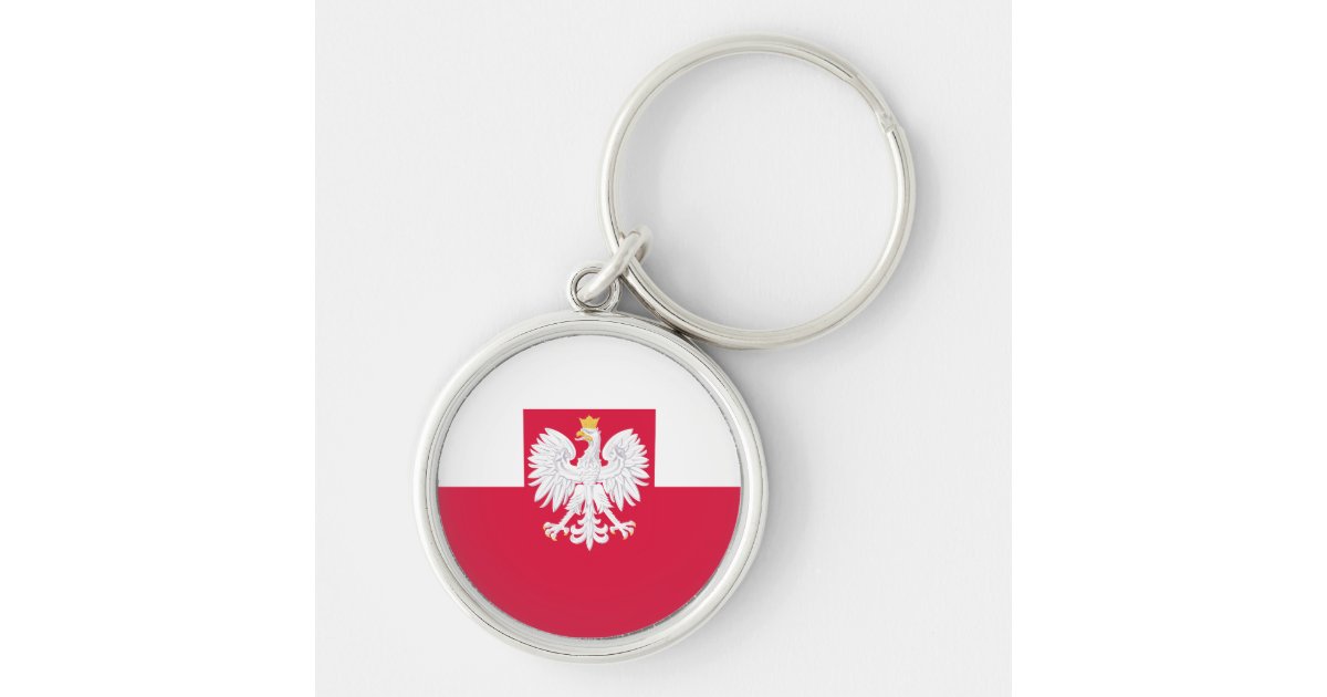 Poland flag (with coat of arms) keychain | Zazzle