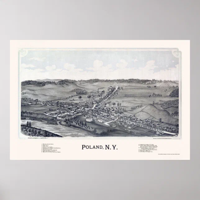 Poland, NY Panoramic Map - 1890 Poster | Zazzle