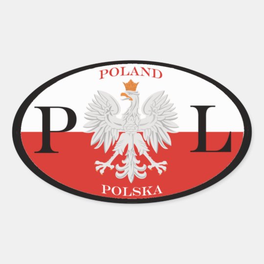 Poland Polska PL Oval Sticker | Zazzle.com