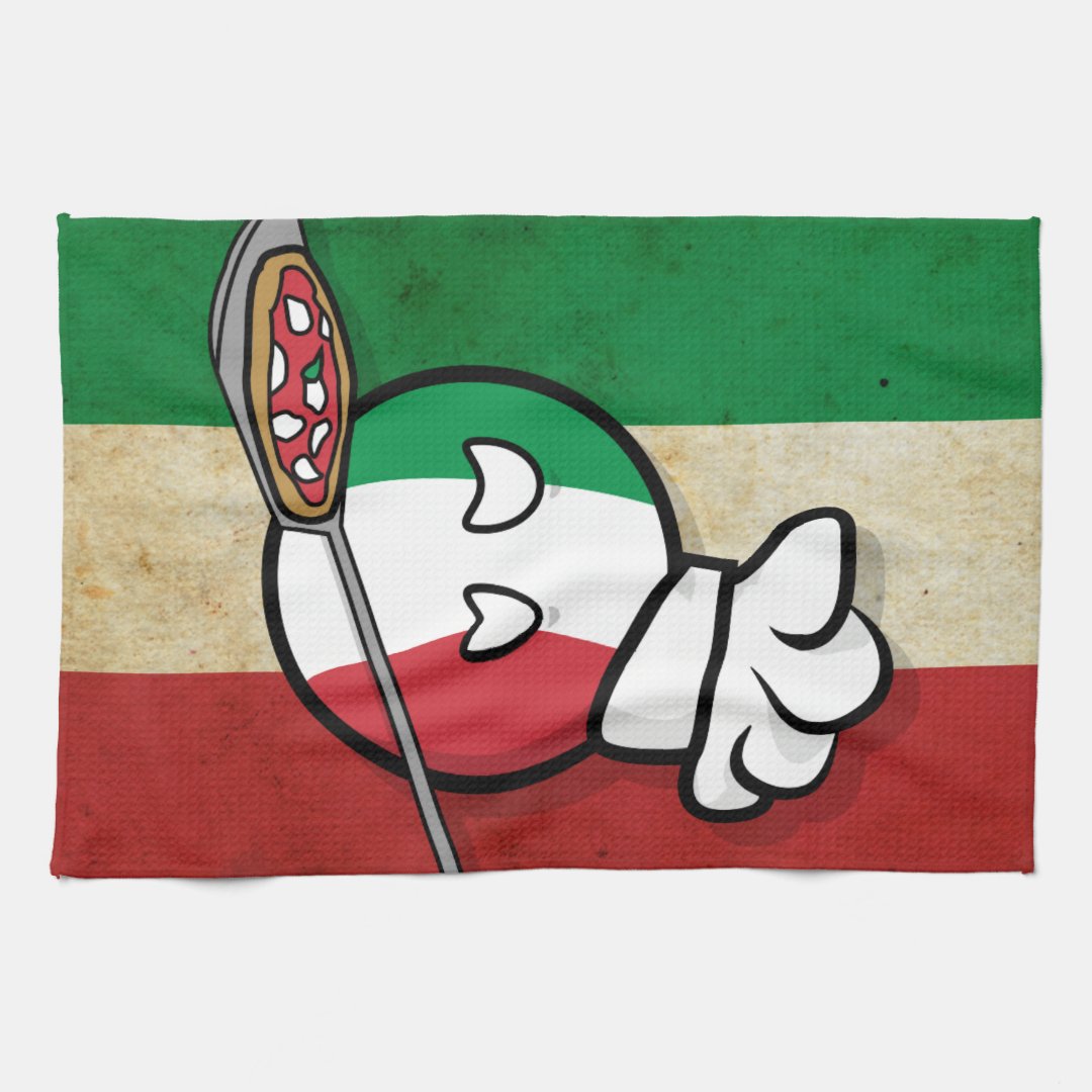 Polandball - Italyball making pizza Kitchen Towel | Zazzle
