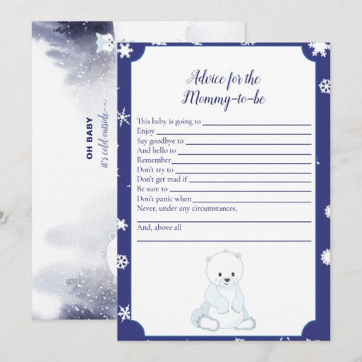 Polar Bear Advice For Mommy Baby Shower Game | Zazzle