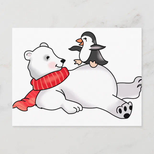Polar Bear and Penguin Postcard | Zazzle