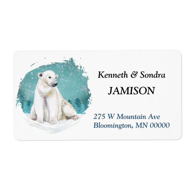 Polar Bear Arctic Return Address Label | Zazzle