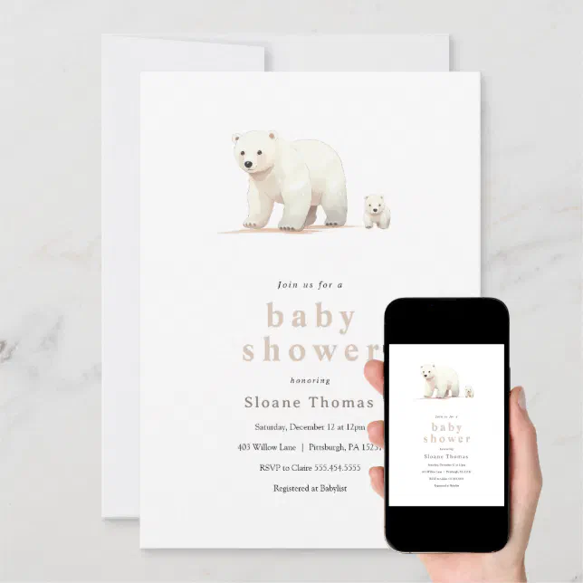 Polar Bear Baby Shower Invitation | Zazzle