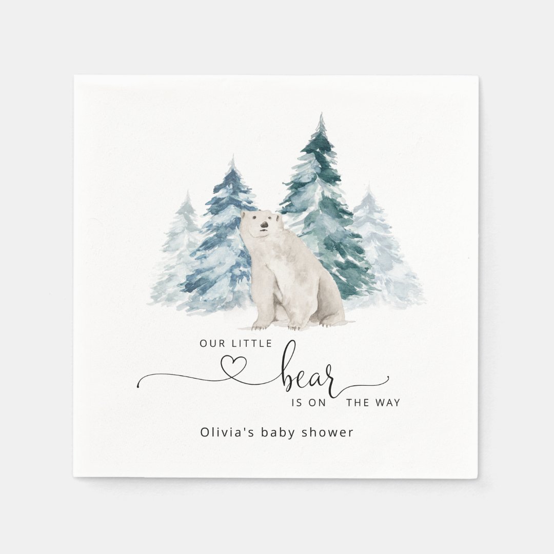 Polar bear baby shower napkins | Zazzle