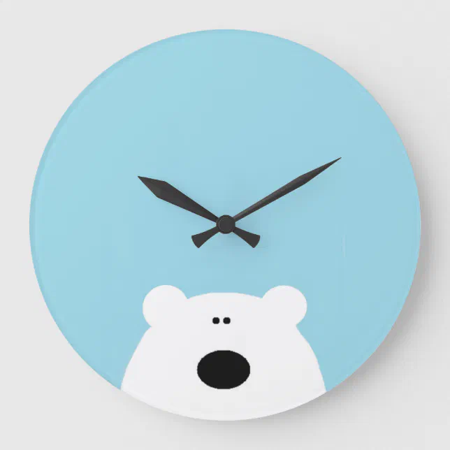 Polar Bear Blue Large Clock | Zazzle