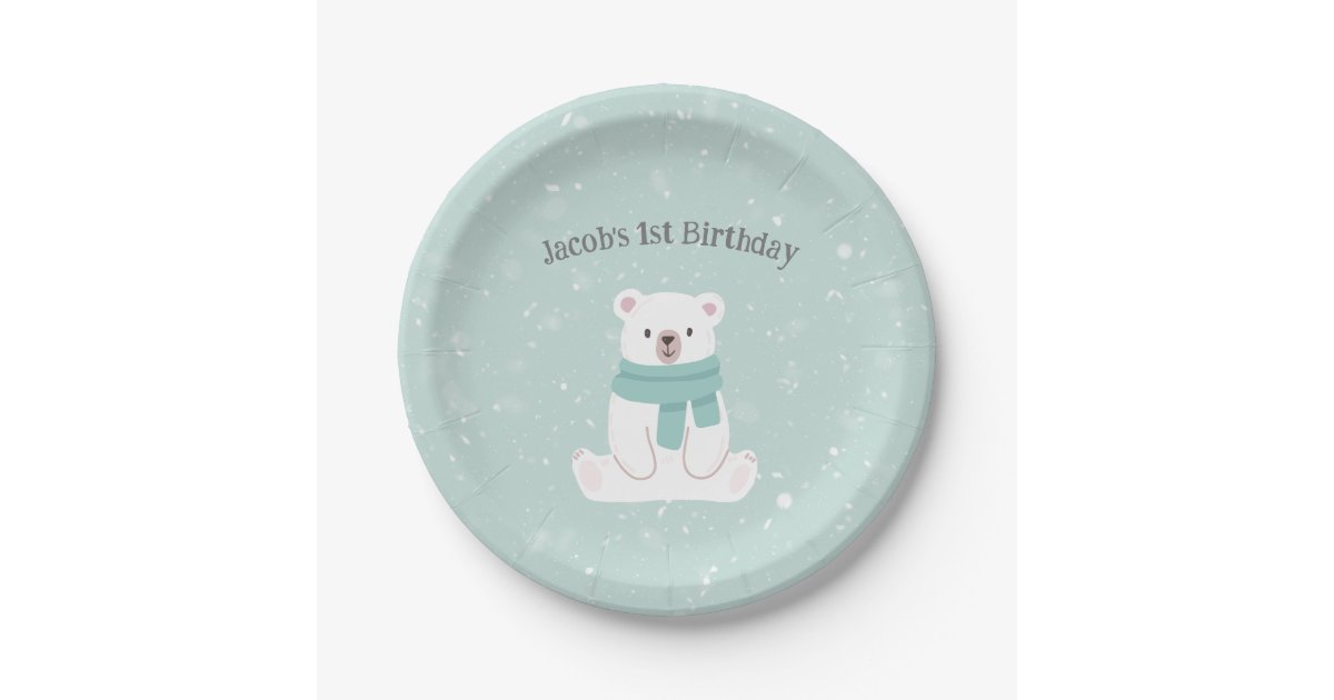 Polar Bear Celebration Paper Plates | Zazzle