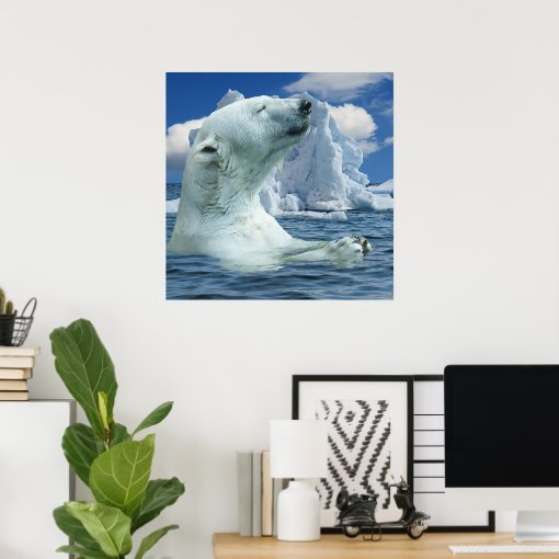 Polar bear climate change melting ice poster | Zazzle