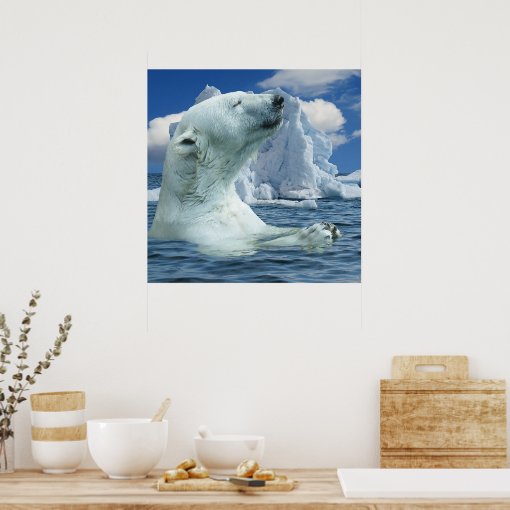 Polar bear climate change melting ice poster | Zazzle