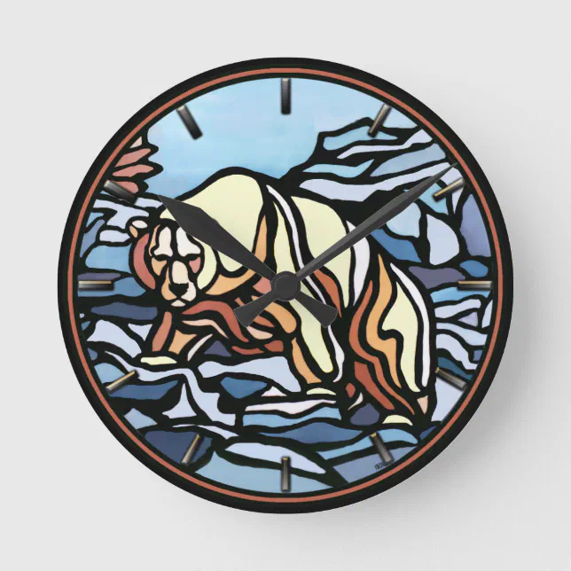 Polar Bear Clock Cool Tribal Bear Art Wall Clock | Zazzle