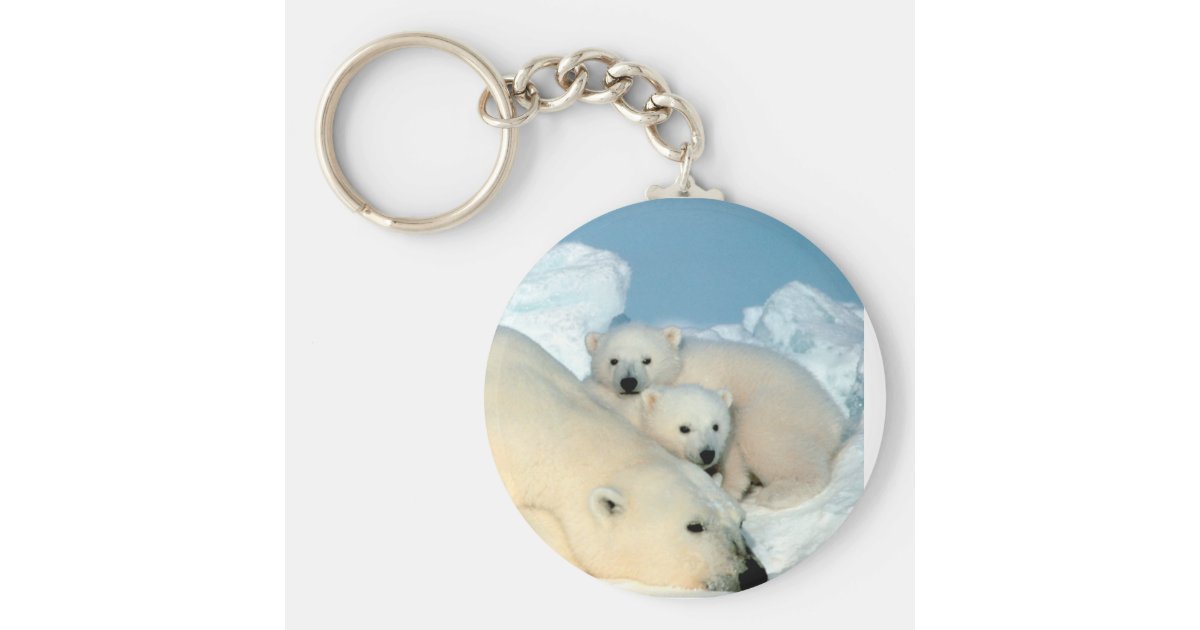 Polar Bear Family Keychain | Zazzle