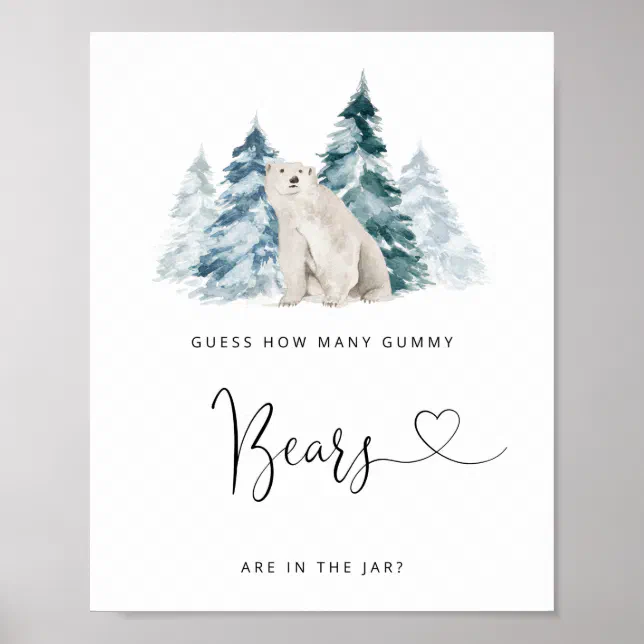 Polar bear Guess how many gummy bears Poster | Zazzle