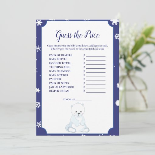 Polar Bear Guess The Price Baby Shower Game | Zazzle
