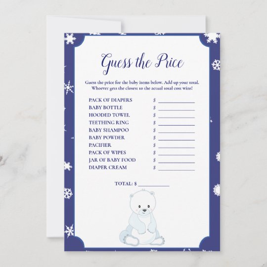 Polar Bear Guess The Price Baby Shower Game | Zazzle.com