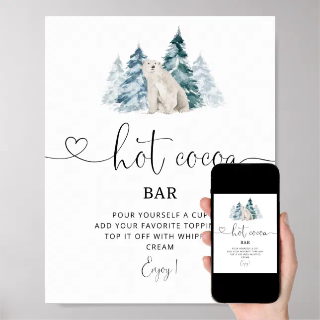Polar bear Hot cocoa bar Poster | Zazzle